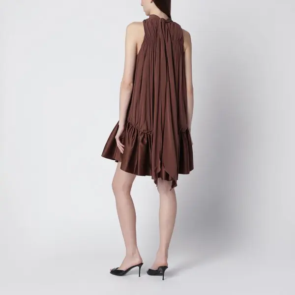 ROTATE BY BIRGER CHRISTENSEN Gathered Mini Dress With Ruching - Brown