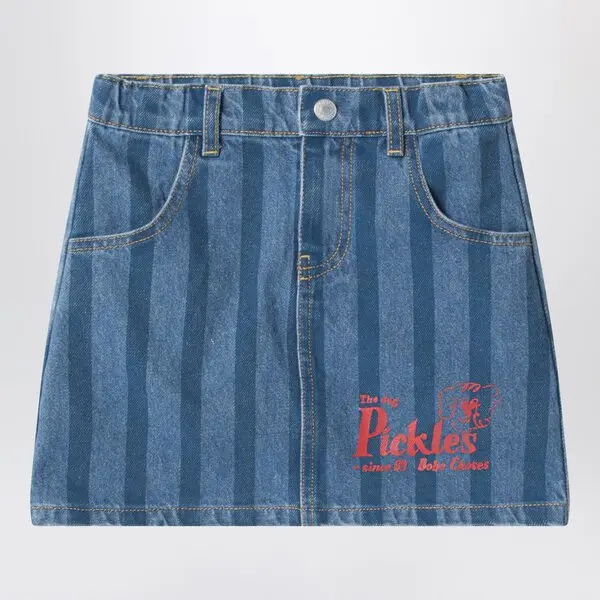 BOBO CHOSES Pickles The Dog Striped Denim Skirt - Blue