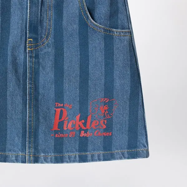 BOBO CHOSES Pickles The Dog Striped Denim Skirt