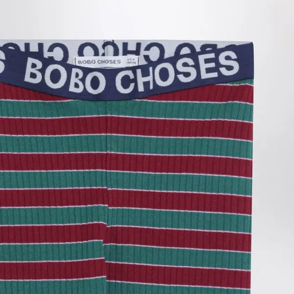 BOBO CHOSES Ribbed Striped Cotton Leggings