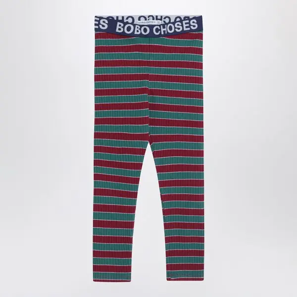 BOBO CHOSES Ribbed Striped Cotton Leggings