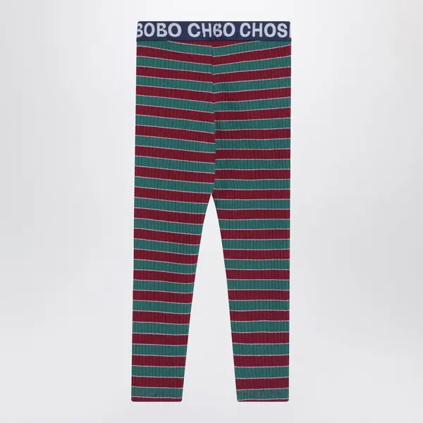 BOBO CHOSES Ribbed Striped Cotton Leggings