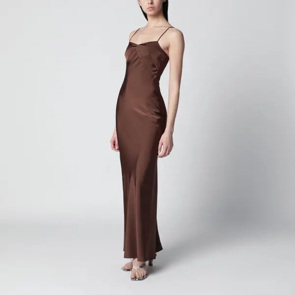 ROTATE BY BIRGER CHRISTENSEN Satin Slip Maxi Dress - Brown