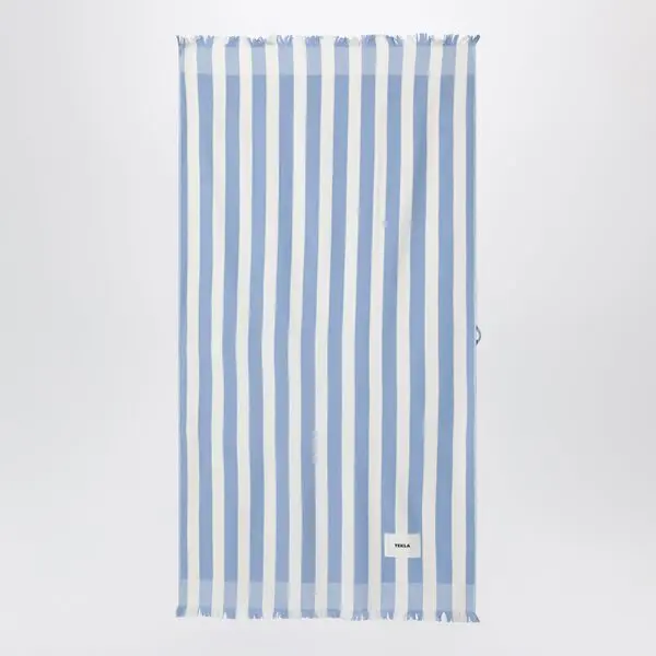 TEKLA Light Blue/white Striped Beach Towel - Brown