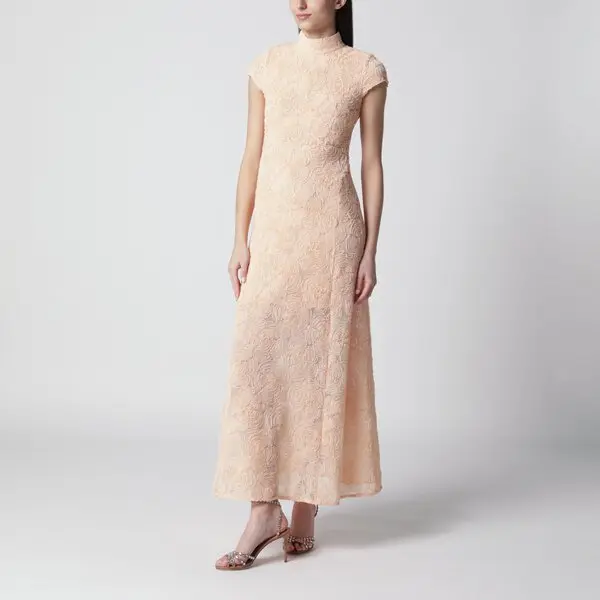 ROTATE BY BIRGER CHRISTENSEN Long Dress With Floral Appliqués - Pink