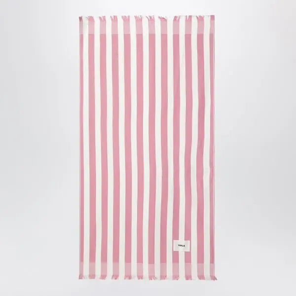 TEKLA White Striped Beach Towel - Pink
