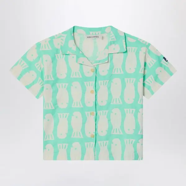 BOBO CHOSES Lucky Fish Green Water Shirt - Multicolor