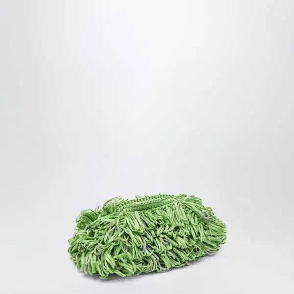 HIBOURAMA Beatrix Clutch With Raffia Fringes And Crystals