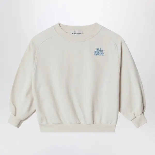 BOBO CHOSES Mélange Cotton Logo Sweatshirt - White