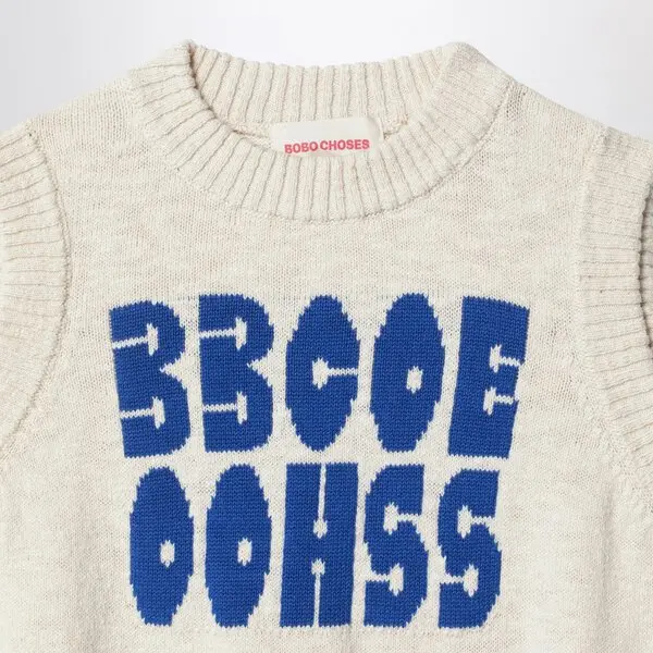 BOBO CHOSES Mélange Vest With Logo Intarsia