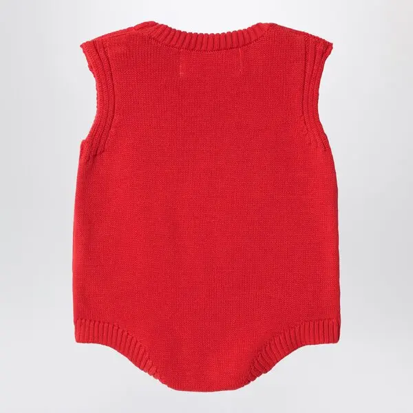 BOBO CHOSES Strawberry Intarsia Romper - Red