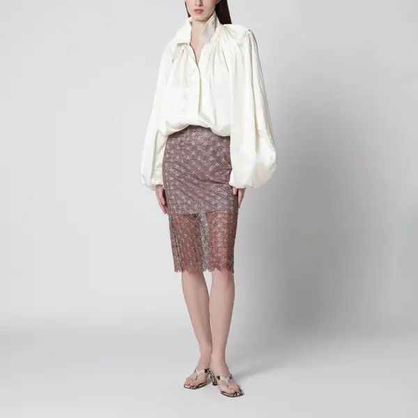 ROTATE BY BIRGER CHRISTENSEN Sequin Scalloped Hem Midi Skirt - Grey