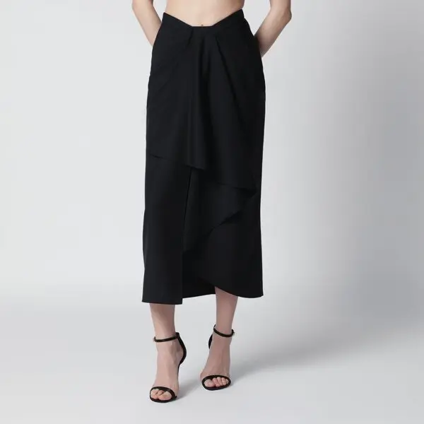Givenchy Draped Skirt In Wool And Mohair - Black