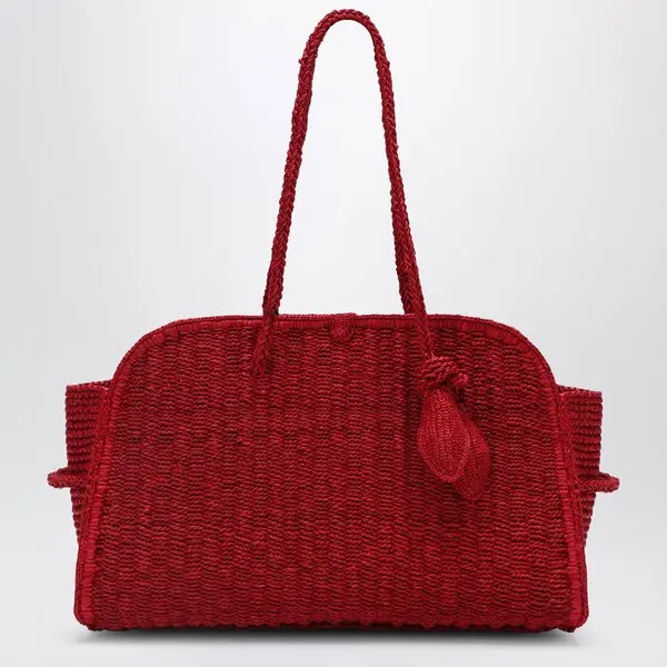 Jacquemus Turismo Raffia Bowling Bag - Red