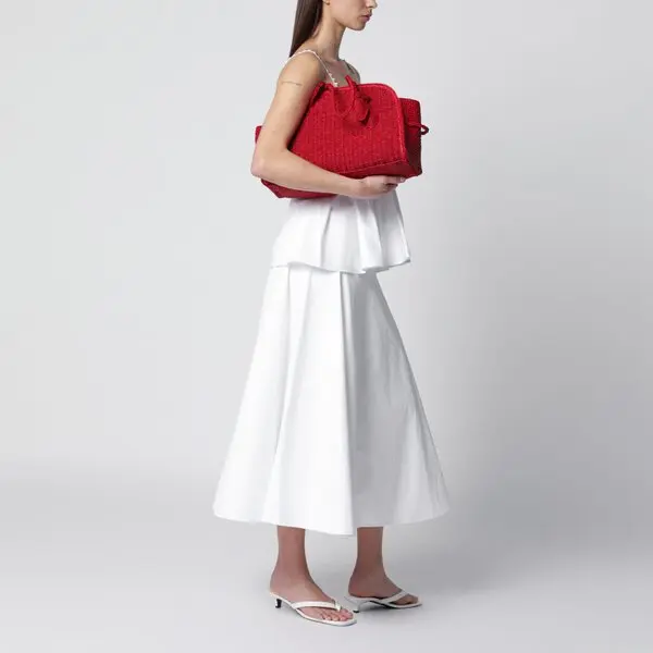 Jacquemus Turismo Raffia Bowling Bag - Red