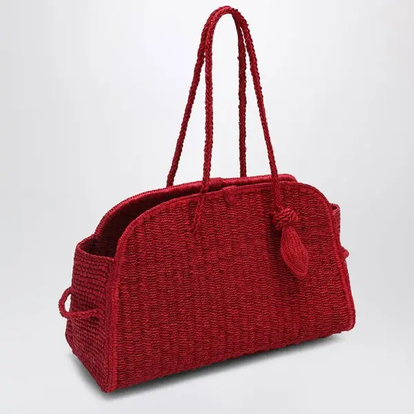 Jacquemus Turismo Raffia Bowling Bag - Red