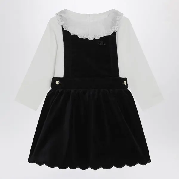 Chloé White And Velvet Dress - Blue