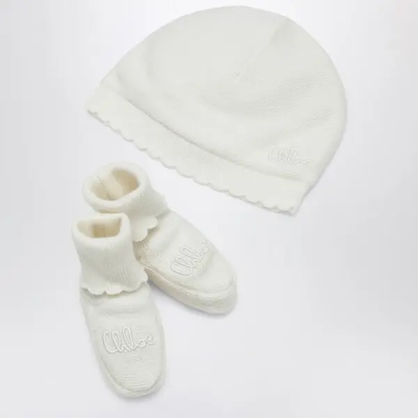 Chloé Hat And Booties Set - White