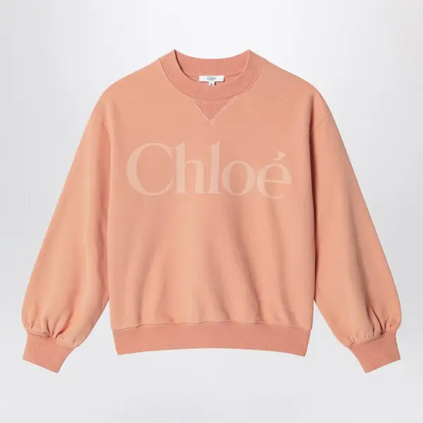 Chloé Apricot Sweatshirt With Logo Print - Orange