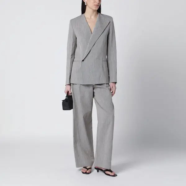 Loulou De Saison Clark Pleated Trousers - Grey