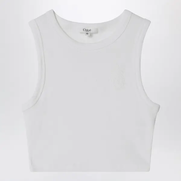 Chloé Ribbed Top With Logo Embroidery - White