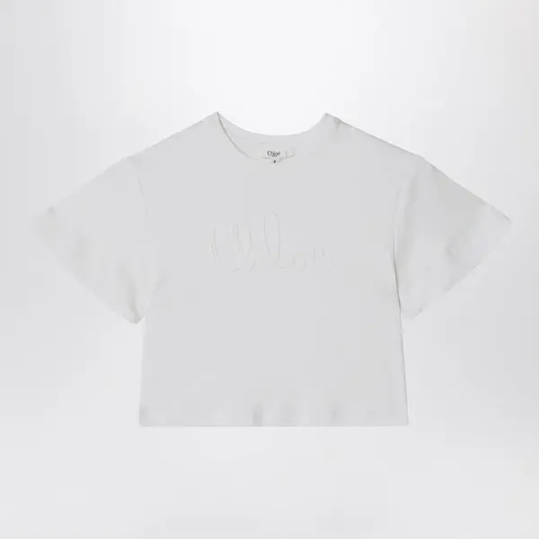 Chloé Cropped T-shirt With Logo Embroidery - White