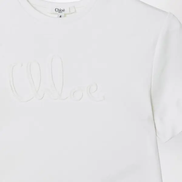 Chloé Cropped T-shirt With Logo Embroidery - White