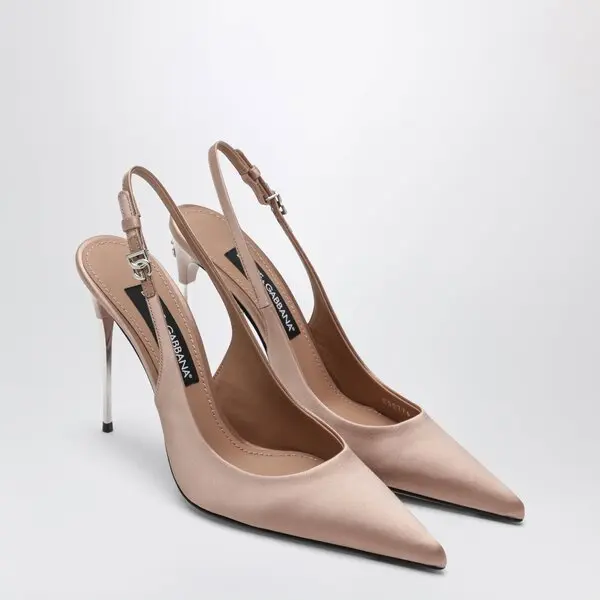 Dolce & Gabbana Satin Slingback Pumps With Dg Logo