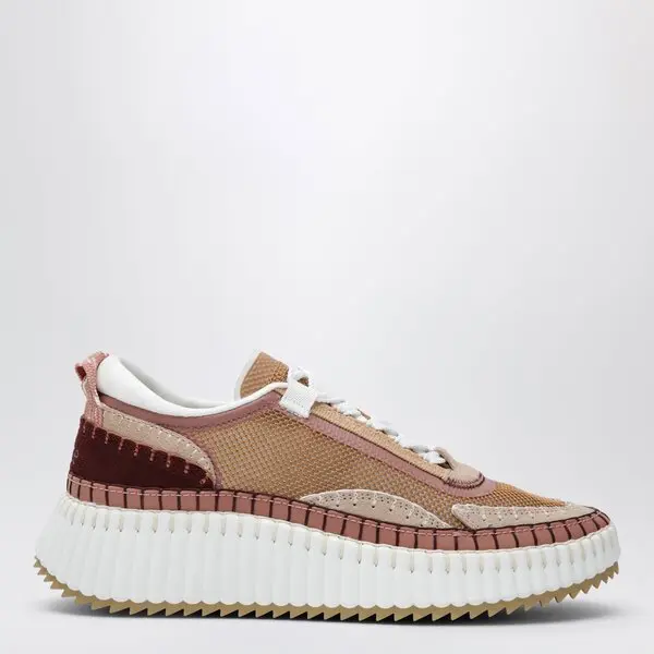 Chloé Nama Sneakers In Calf Leather And Fabric - Brown