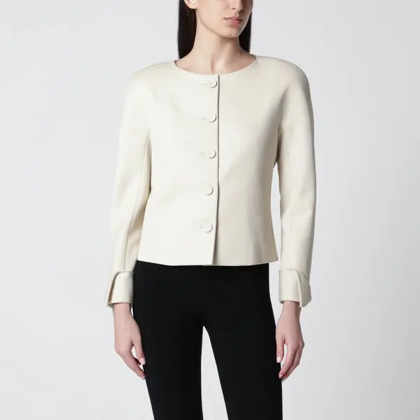 Chloé Fitted Jacket In Grain De Poudre Wool - Beige
