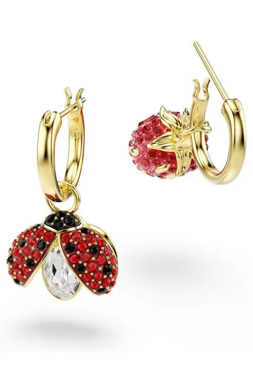 SWAROVSKI Idyllia Hoop Earrings With Charms Set Of 3 - Gold/multi