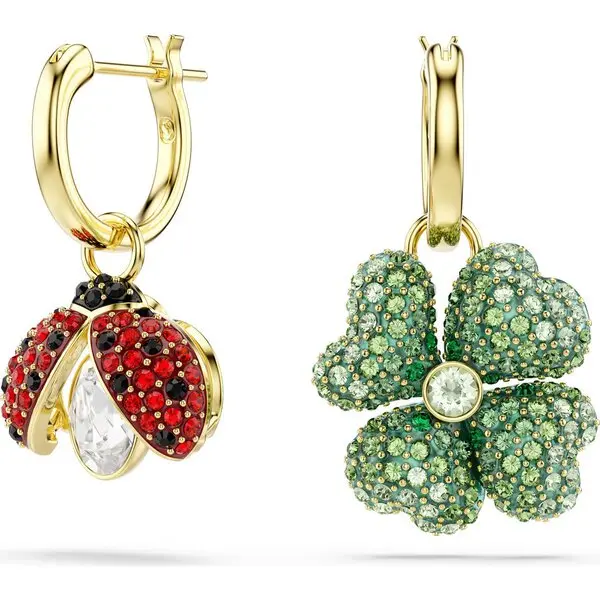 SWAROVSKI Idyllia Hoop Earrings With Charms Set Of 3 - Gold/multi