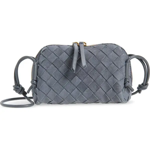 Bottega Veneta Intrecciato Suede Crossbody Bag - Cloudy Indigo