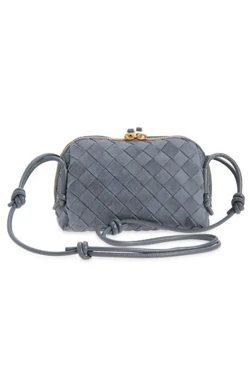 Bottega Veneta Intrecciato Suede Crossbody Bag - Cloudy Indigo