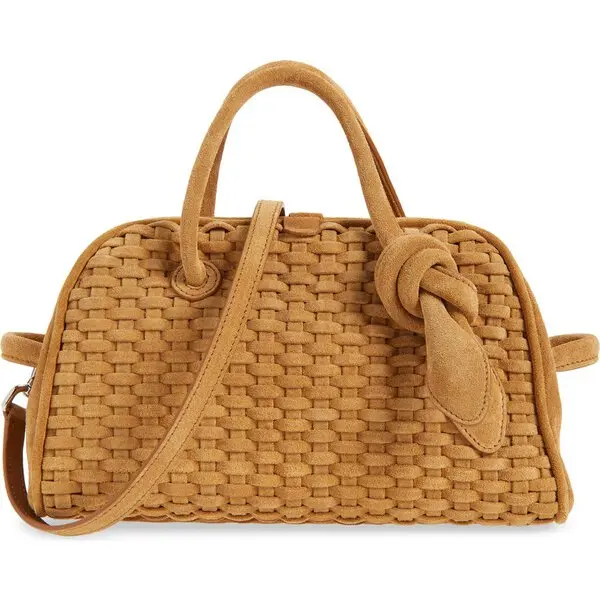 Jacquemus Le Petit Turismo Woven Suede Bowling Bag - Camel 830