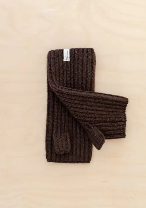TBCO Cashmere & Merino Ribbed Wrist Warmers - Brown