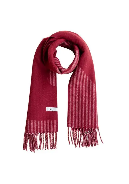 TBCO Lambswool Jacquard Oversized Scarf - Burgundy Wave