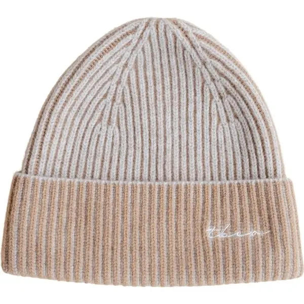 TBCO Cashmere & Merino Ribbed Two-tone Beanie - Oatmeal Two-tone