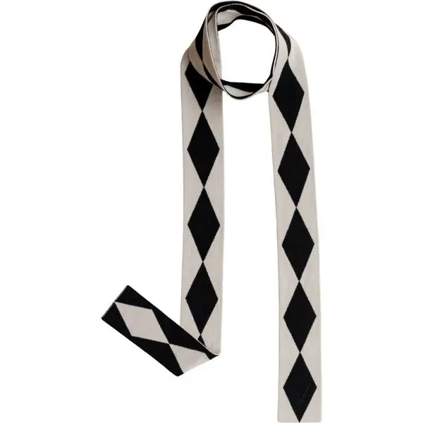 TBCO Merino Wool Harlequin Skinny Scarf - Black Harlequin
