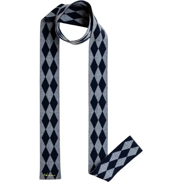 TBCO Merino Wool Harlequin Skinny Scarf - Charcoal Harlequin