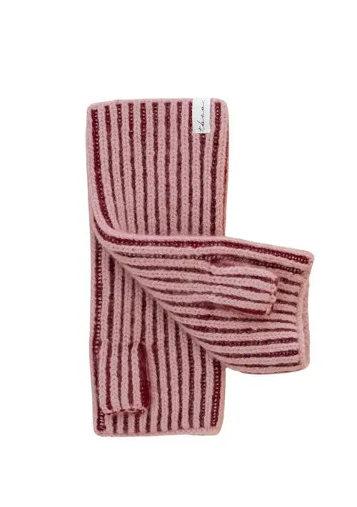 TBCO Cashmere & Merino Ribbed Two-tone Wrist Warmers - Burgundy Two-tone