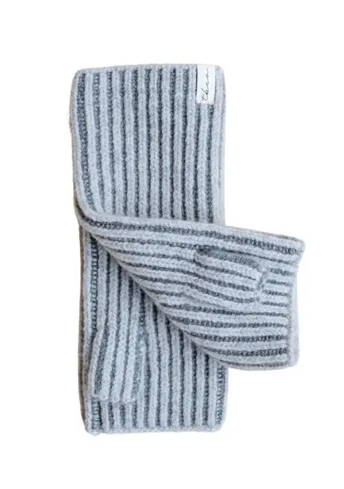 TBCO Cashmere & Merino Ribbed Two-tone Wrist Warmers - Charcoal Two-tone