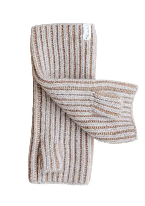 TBCO Cashmere & Merino Ribbed Two-tone Wrist Warmers - Oatmeal Two-tone