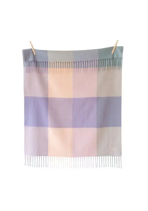 TBCO Lambswool Geometric Baby Blanket - Lilac Block Check