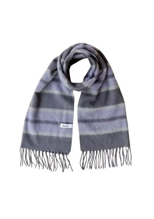 TBCO Lambswool Geomteric Pattern Oversized Scarf - Charcoal Stripe