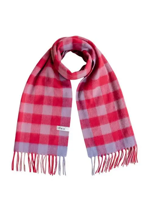 TBCO Lambswool Geomteric Pattern Oversized Scarf - Rose Gingham