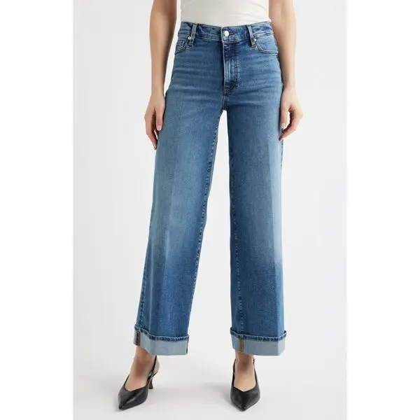 FRAME Le Slim Palazzo Cuffed High-waist Wide-leg Jeans - Canals