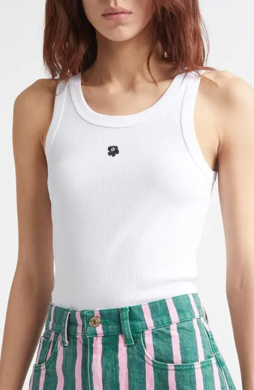 Marimekko Kedol Unikko Stretch Cotton Rib Tank - Black White
