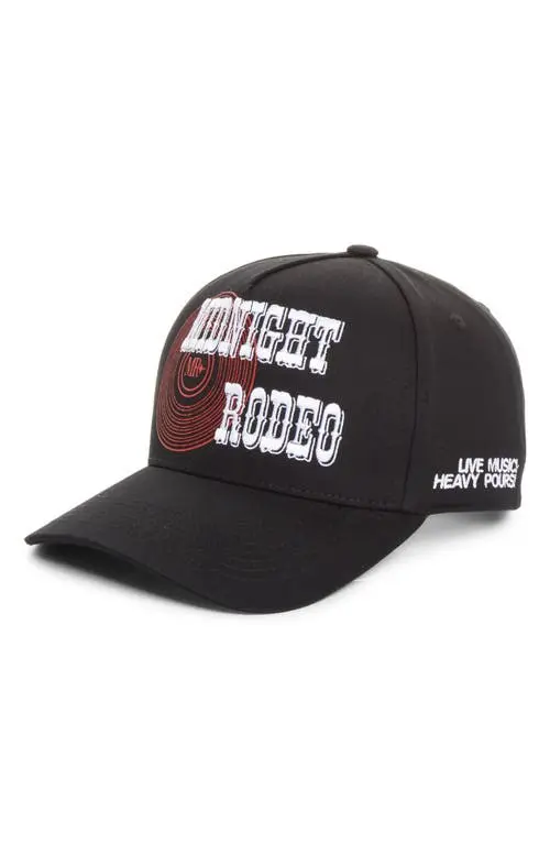 MIDNIGHT RODEO Whiskey Embroidered Snapback Cap - Jet Black