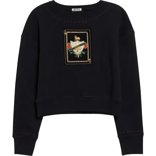 BODE Bullion Card Graphic Cotton Sweatshirt - Black